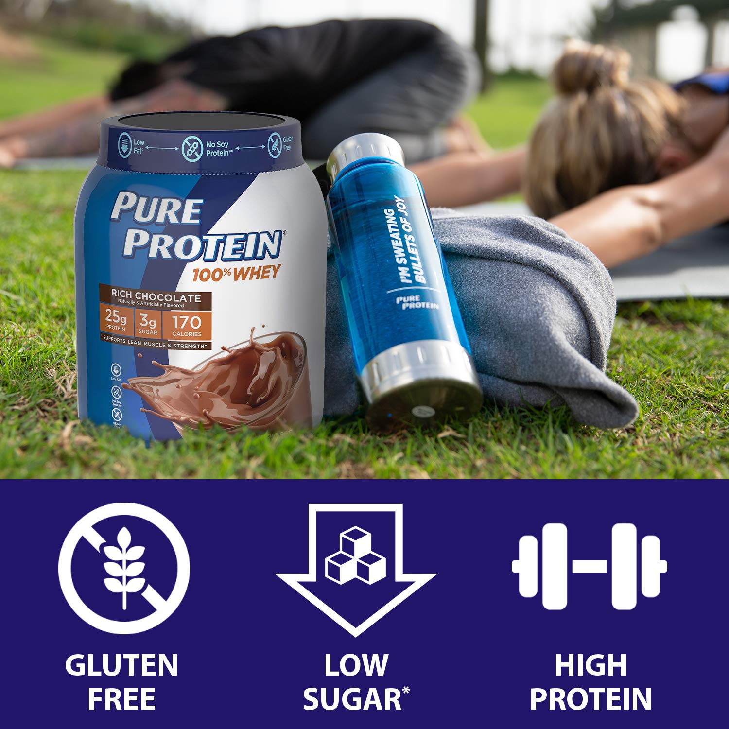 Whey Protein Powder by Pure Protein, Gluten Free, Vanilla Cream, 1.75lbs, 2 Pack