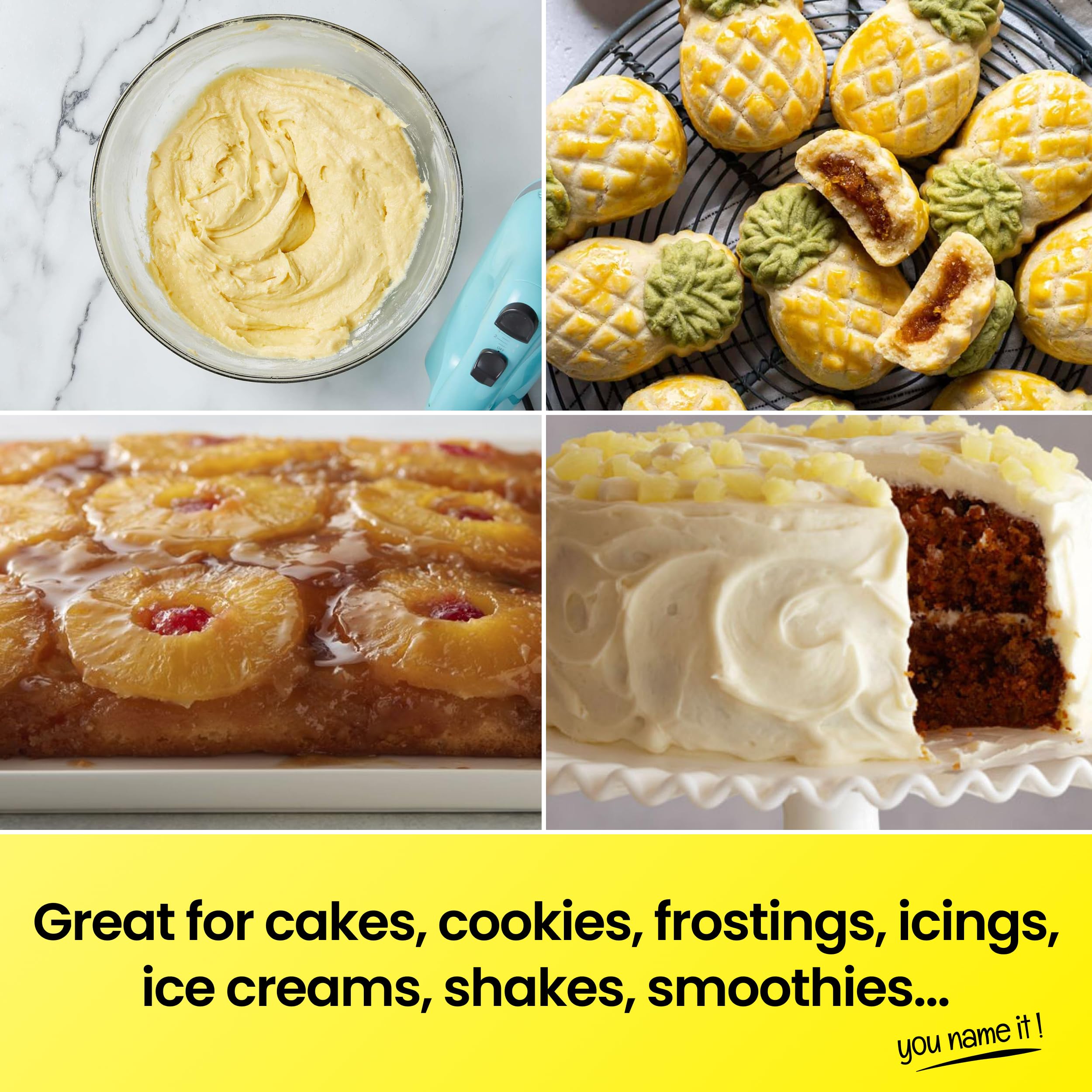 LorAnn Pineapple Bakery Emulsion, 4 oz - Intense Pineapple Flavor Extract for Baking, Cookies, Frosting, Ice Cream, Pineapple Pie, Smoothies and Beverage - Gluten Free, Vegan, Sugar Free, Nut Free
