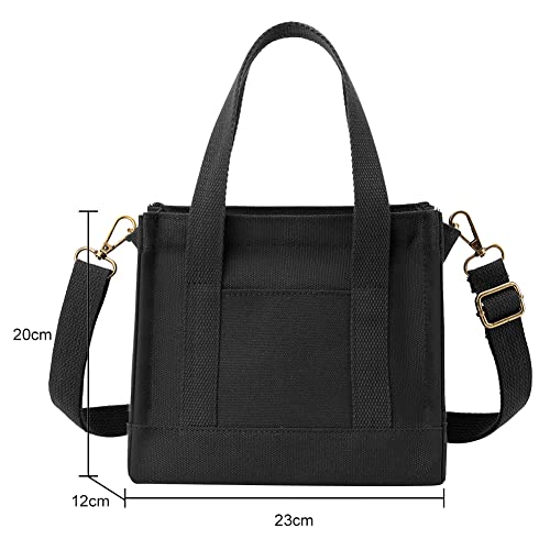 JQWSVE Canvas Tote Bag for Women Stylish Mini Tote Handbag Canvas Crossbody Purses Multiple Pockets Small Satchel Bag Handbag