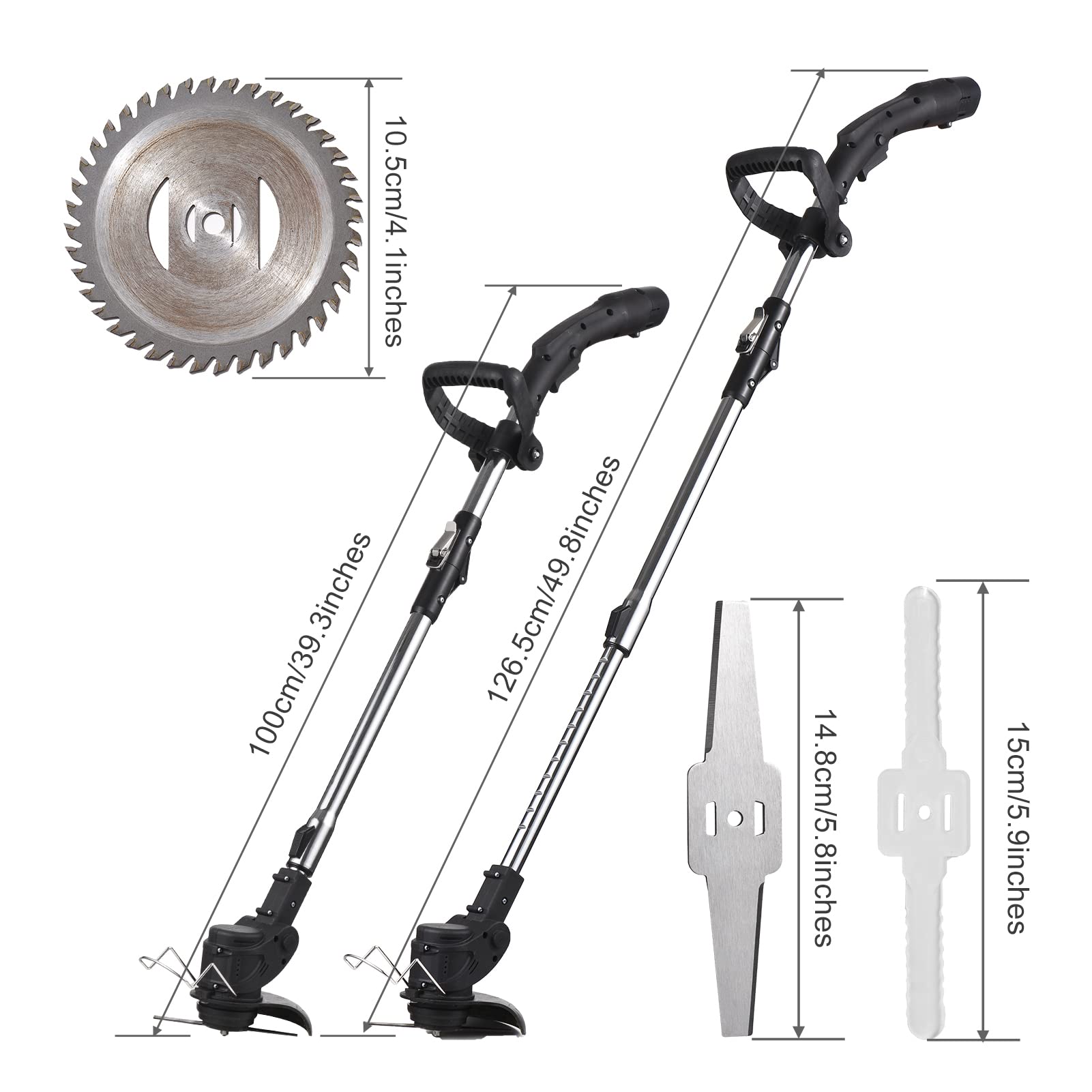 QIUNI Cordless Grass Trimmer Weed Wacker 12V Weed-Wacking Machine Lightweight Adjustable Height Metal Cutting Blade for Garden and Yard Bush Mowing Grass Lawn Pruning