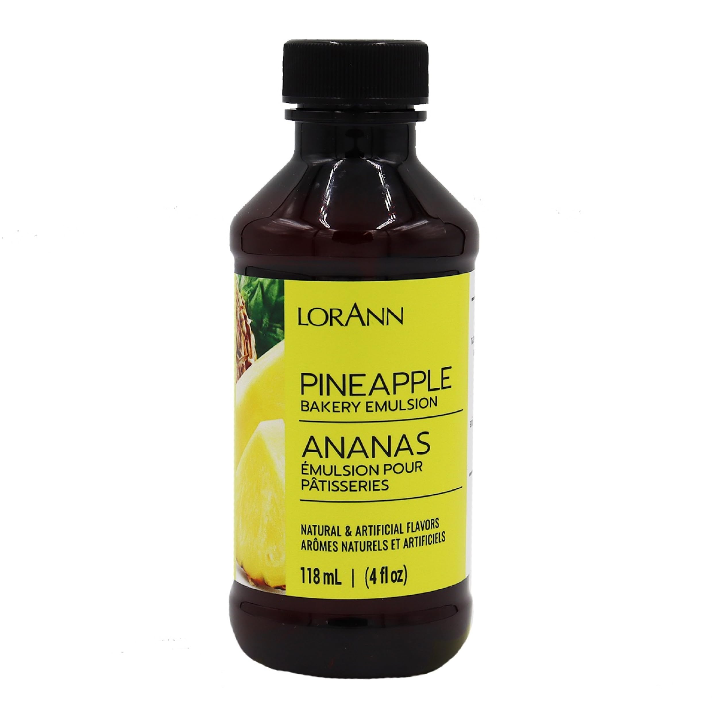 LorAnn Pineapple Bakery Emulsion, 4 oz - Intense Pineapple Flavor Extract for Baking, Cookies, Frosting, Ice Cream, Pineapple Pie, Smoothies and Beverage - Gluten Free, Vegan, Sugar Free, Nut Free