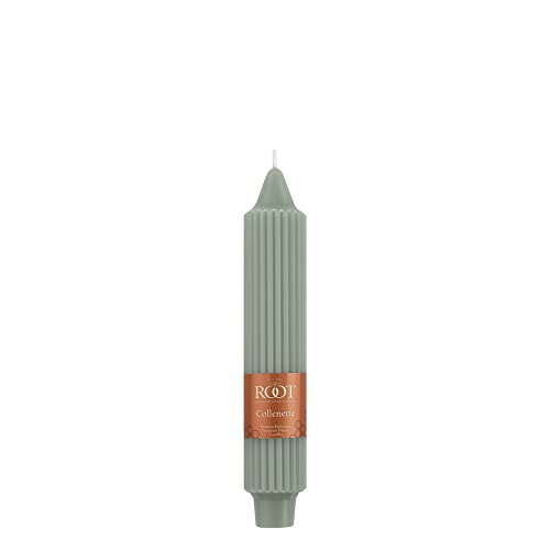 Root Candles Unscented Dinner Candles Beeswax Enhanced Grecian Collenette Boxed Candle Set, 7-Inch, Sage Green, 4-Count