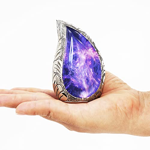 M MEILINXU Small Keepsake Urn for Human Ashes - Mini Cremation Urns for Ashes - Fits a Small Amount of Cremated Remains -Display Urn at Home or Office (Purple Starry Sky - Made of Brass Hand Engraved