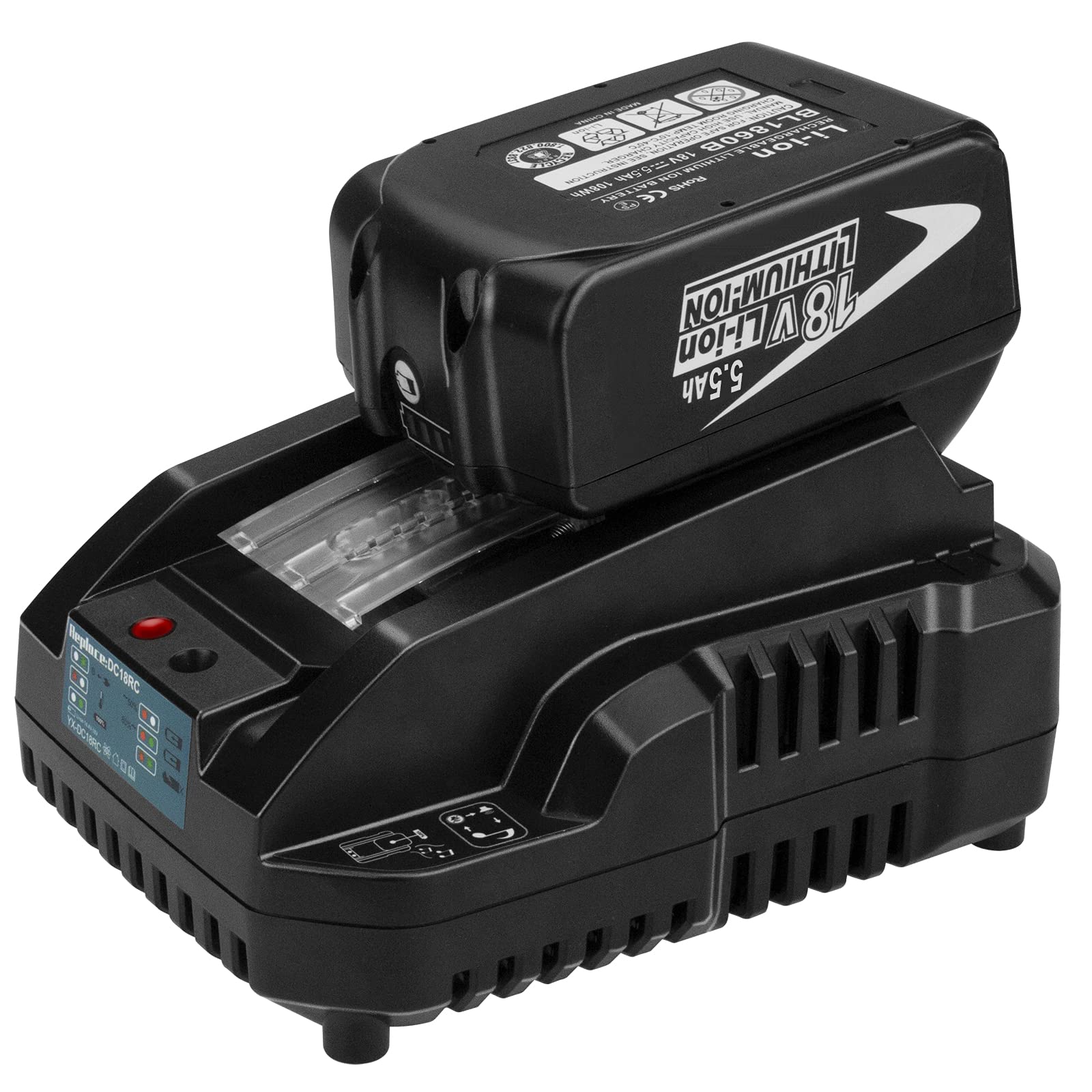 DC18RC DC18RCT Lithium-Ion Battery Charger Compatible with Makita 14.4V-18V Battery LXT BL1415 BL1430 BL1815 BL1820 BL1830 BL1840 BL1850 BL1860 BL1860b