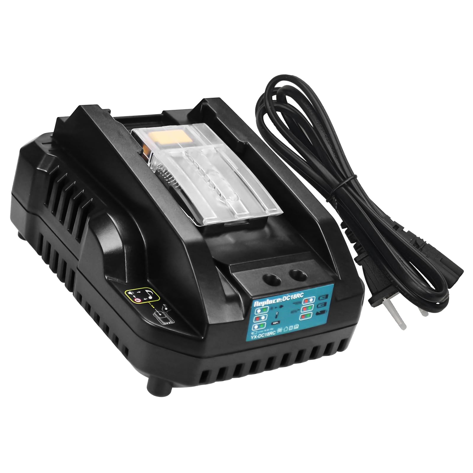 DC18RC DC18RCT Lithium-Ion Battery Charger Compatible with Makita 14.4V-18V Battery LXT BL1415 BL1430 BL1815 BL1820 BL1830 BL1840 BL1850 BL1860 BL1860b