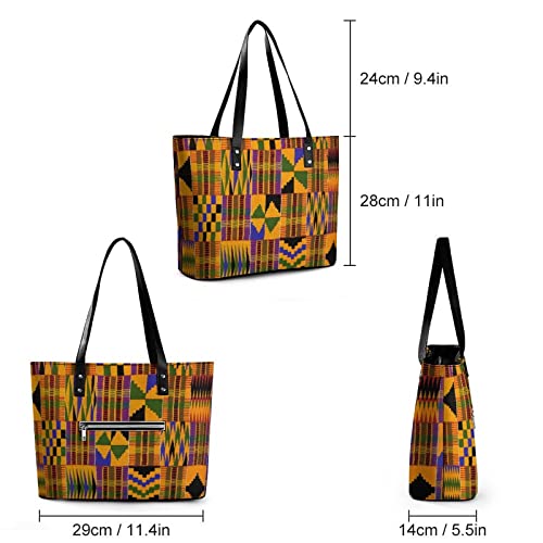African Kente Cloth Ethnic Art Pattern Women Tote Bag Top Handle Handbags Satchel Shoulder Bag Funny Printed