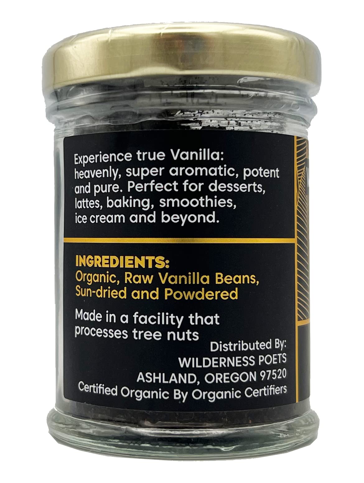 Wilderness Poets Pure Vanilla Powder - 100% Organic Ground Vanilla Beans - Tahitian Variety, Grade A | Potent, Super Aromatic, Perfect for Chefs, Baking, Ice Cream, Coffee Lattes, 1 Ounce (28 Grams)