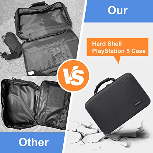 Carrying Case for PS5, Hard Shell Travel Protective PS5 Storage Bag Compatible with Playstation 5 and PS5 Digital Edition,Pro Controller,Headset,PS5 Host Base,Game Cards and Gaming Accessories
