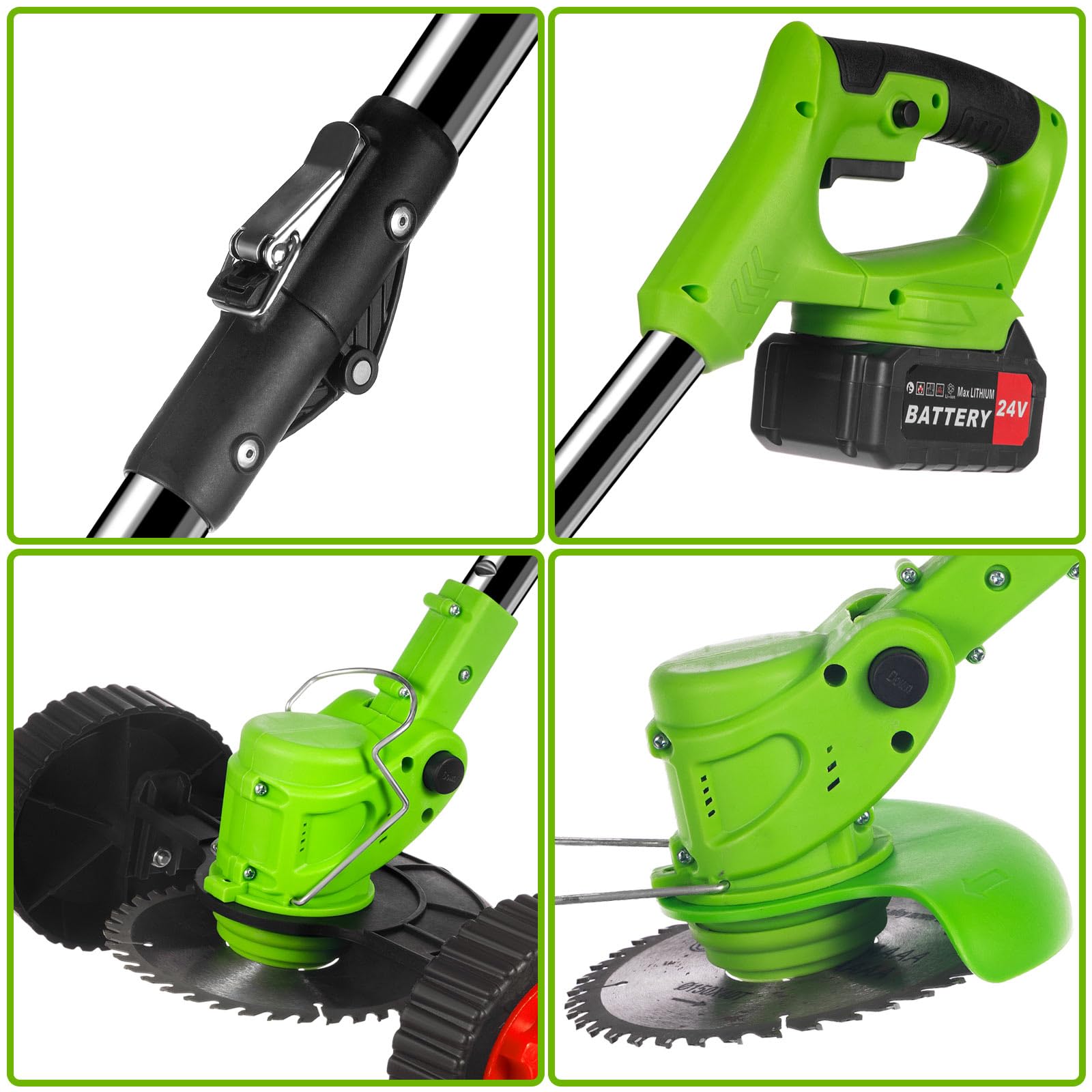Foldable Brush Cutter Cordless Weed Wacker Electric Weed Eater Edgers with 2 Large Capacity Batteries &13 Blades, Professional Waterproof Weedeaters Battery Operated Grass Timmer for Lawn Garden Yard