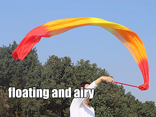 Winged Sirenny Silk Throw Streamer 98" (250cm), Church Worship Praise Prophetic Dance Banner with Rod, Flowing Rhythmic Playsilk (Rainbow 2)