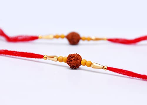 AVN Group Set of 2 Rudraksh Rakhi for Brother Multicolour Stone/Beads | Handmade Raksha Bandha Gift, 12 x 0.5 x 0.5 inches
