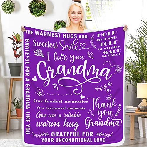 Grandma Blanket, Gifts for Grandma, Birthday Gifts for Grandma, Grandma Blanket for Grandma from Grandkid, Grandma Gifts for Mothers Day, Christmas - Soft Purple Blanket 50" X 60"
