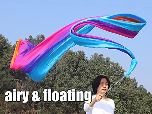 Winged Sirenny Silk Throw Streamer 98" (250cm), Church Worship Praise Prophetic Dance Banner with Rod, Flowing Rhythmic Playsilk (Rainbow 2)