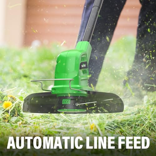 SOYUS Weed Wacker Battery Powered 10 Inch, String Trimmer Cordless with 2 Pcs 2.0Ah Batteries, Lightweight Edger Trimmer with 8 Pcs Replace Spool Trimmer Lines