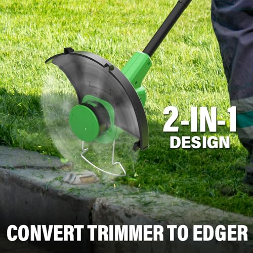SOYUS Weed Wacker Battery Powered 10 Inch, String Trimmer Cordless with 2 Pcs 2.0Ah Batteries, Lightweight Edger Trimmer with 8 Pcs Replace Spool Trimmer Lines