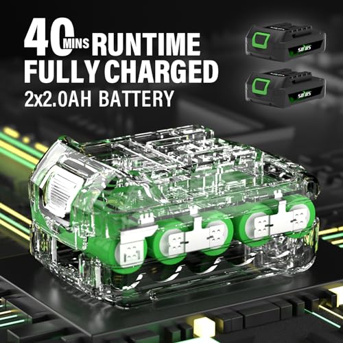 SOYUS Weed Wacker Battery Powered 10 Inch, String Trimmer Cordless with 2 Pcs 2.0Ah Batteries, Lightweight Edger Trimmer with 8 Pcs Replace Spool Trimmer Lines