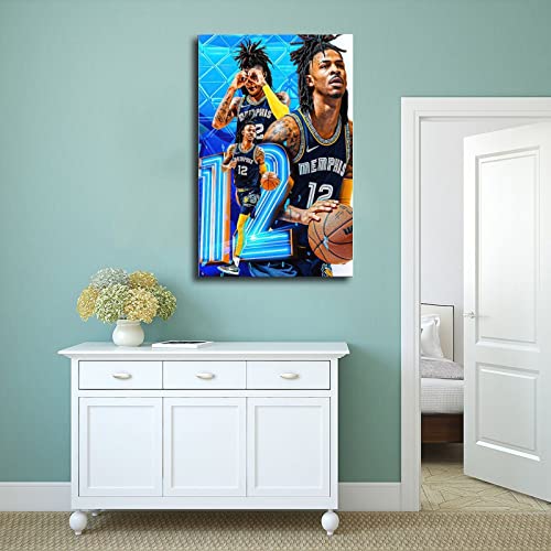 ZBOYZ Ja Morant Poster Canvas Grizzlies Basketball Posters Dunk for Wall Decor Boys Bedroom Canvas Wall Poster Signed Inspirational Posters Unframe-style 12x18inch(30x45cm)