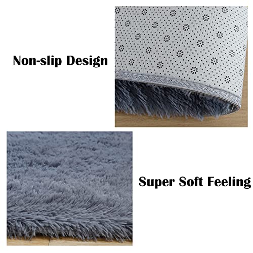 Heavyoff Fluffy Shaggy Area Rugs for Bedroom, Soft Non-Slip Plush Carpet Feet Floor Mats Rectangular Cozy Rug for Nursery Room Living Room Purple, 1.3 ft x 2 ft