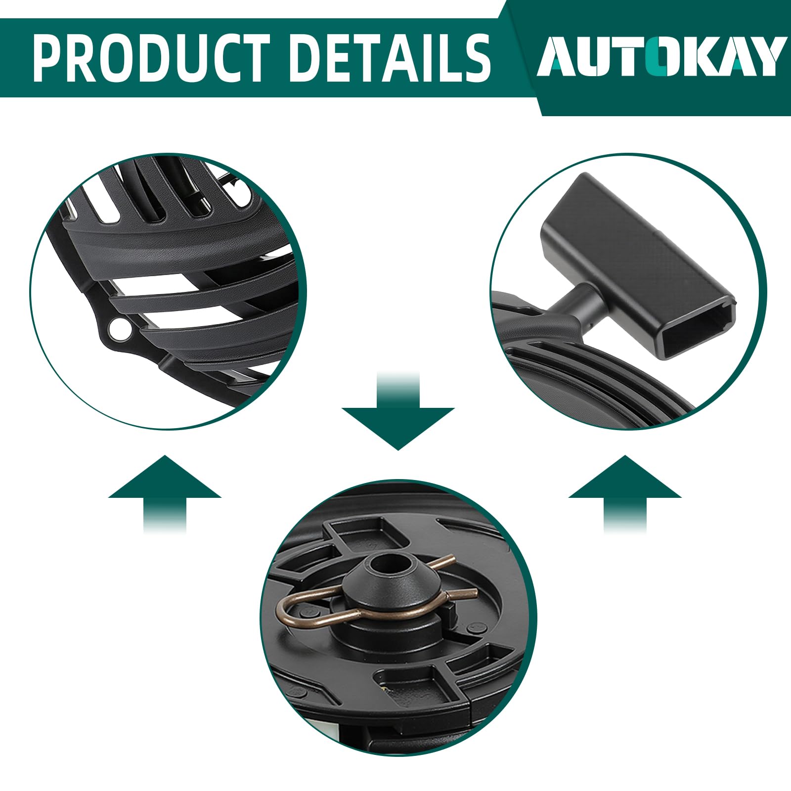 AUTOKAY 591139 593961 Recoil Starter Pull Start Assembly Compatible with Troy Bilt Craftsman TB110 TB200 140CC 150CC Engine Lawn Mower Parts Replace 593961 590588 593959 150-012
