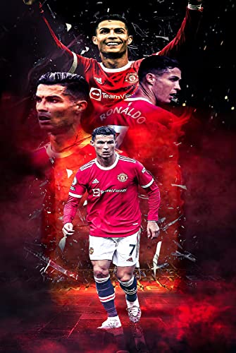 Cristiano Ronaldo CR7 Poster Wall Art Print,Football Sports Decor Superstar Quote Poster,Inspirational Canvas Wall Art Motivational Artwork Modern Home Decor For Living Room,Office,Gym,Classroom Wall Decor,Gifts.(Unframed,16”X24”inches）.