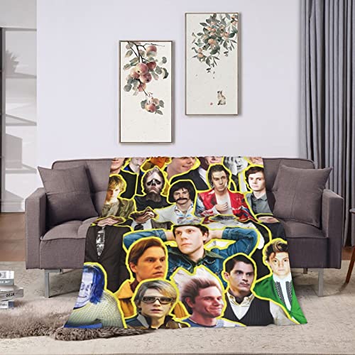 Blanket Evan Peters Soft and Comfortable Warm Fleece Blanket for Sofa, Office Bed car Camp Couch Cozy Plush Throw Blankets Beach Blankets