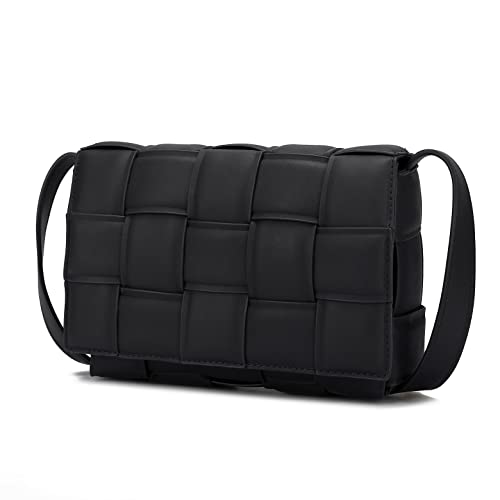 MKF Collection Woven Crossbody bag for women, Vegan Leather Designer Braided Shoulder bag messenger Purse