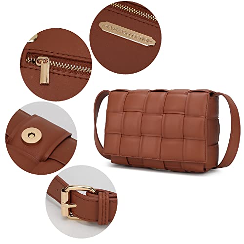MKF Collection Woven Crossbody bag for women, Vegan Leather Designer Braided Shoulder bag messenger Purse