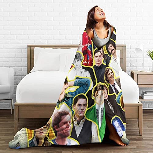 Blanket Evan Peters Soft and Comfortable Warm Fleece Blanket for Sofa, Office Bed car Camp Couch Cozy Plush Throw Blankets Beach Blankets