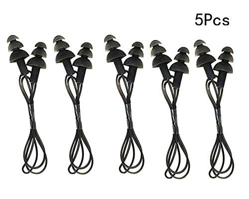 CTKcom 5 Pcs Silicone Gel Soft Earplug Corded String Ear Plugs for Swimming,Pack of 5,Black