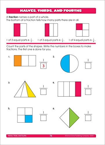 School Zone - First Grade Basics Workbook - 96 Pages, Ages 5 and Up, 1st Grade, Phonics, Vowels, Beginning Reading, Math, Telling Time, Money, and More (School Zone Basics Workbook Series)