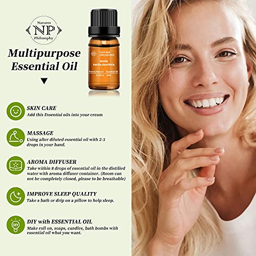 Vanilla Essential Oil - Pure and Natural Vanilla Essential Oil for Diffuser & Aromatherapy, Skin Care, Soap Making and Home Fragrance - 10ML