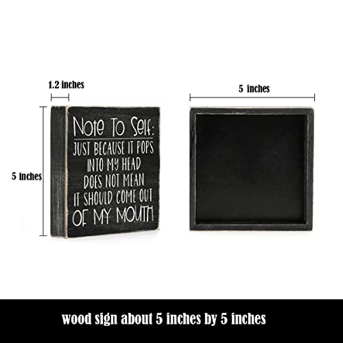 Funny Sarcastic Wooden Box Sign Plaque Note to Self Just Because It Pops into My Head Wood Box Sign Rustic Art Home Shelf Desk Decor 5 X 5 Inches
