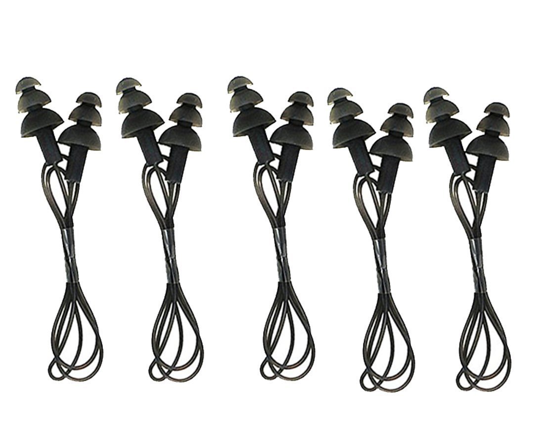 CTKcom 5 Pcs Silicone Gel Soft Earplug Corded String Ear Plugs for Swimming,Pack of 5,Black