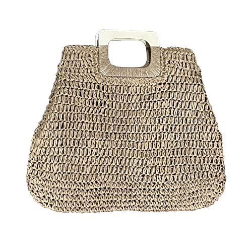 Straw Beach Bag,Women Hobo Summer Woven Large Handbags Straw Tote Bag (Light brown)