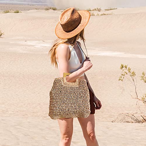 Straw Beach Bag,Women Hobo Summer Woven Large Handbags Straw Tote Bag (Light brown)