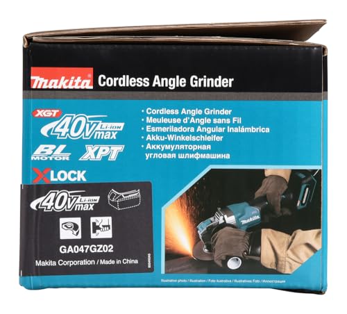 Makita GA047GZ 4.9-inch (125 mm) Rechargeable Disc Grinder, 40 V Max, Battery, Charger, and Case Sold Separately