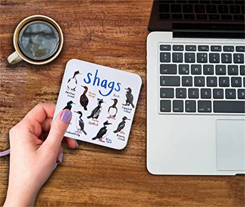 Set of 6 Bird Pun Coasters, 2023 New Square Drinks Coaster, Thicken Funny Bird Coasters Suitable for Home Kitchen Bar Table Decorations, Gifts for Bird Lovers