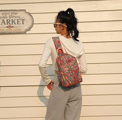 Women's Floral Sling Bag Crossbody Bag Shoulder Bag Pretty Backpack Purse for Women XB-19 (HS)