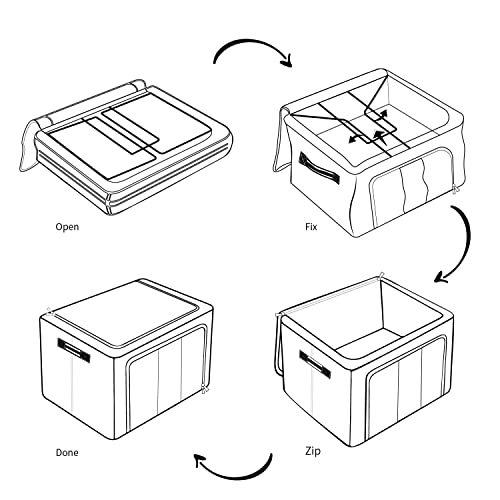 3 Pack Upgraded Clothes Storage Containers Bins, Stackable Storage Bins-Collapsible Storage Bins for Clothes Storage Box for Clothing with Front Zipper＆ Clear Window＆ Reinforced Handles, 66L, 3PCS)