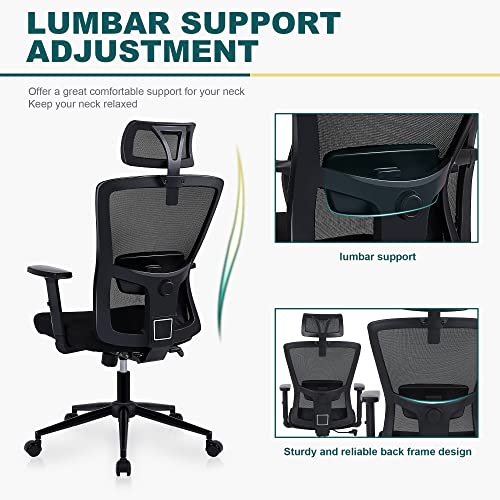 ralex-chair Office Chair Ergonomic Desk Chair Comfort Adjustable Height with Wheels,Lumbar Support Mesh Swivel Computer Home Office Study Task Chair 5008