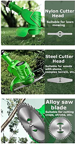 GMRZ Electric Grass Cutting Machine Cordless Lawn Edger Trimmer with Eplacement Blade and Rechargeable Batteries, 21V Stringless Handheld Weed Whacker,1 Battery
