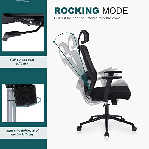 ralex-chair Office Chair Ergonomic Desk Chair Comfort Adjustable Height with Wheels,Lumbar Support Mesh Swivel Computer Home Office Study Task Chair 5008