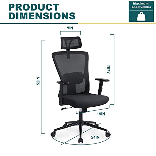 ralex-chair Office Chair Ergonomic Desk Chair Comfort Adjustable Height with Wheels,Lumbar Support Mesh Swivel Computer Home Office Study Task Chair 5008