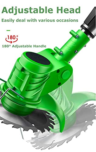GMRZ Electric Grass Cutting Machine Cordless Lawn Edger Trimmer with Eplacement Blade and Rechargeable Batteries, 21V Stringless Handheld Weed Whacker,1 Battery