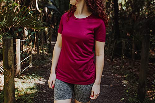 Merino 365 Women's Merino Crew T-Shirt Short Sleeve, MD, Red
