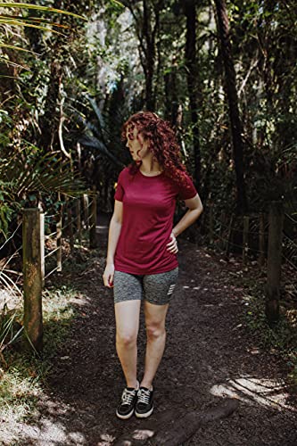 Merino 365 Women's Merino Crew T-Shirt Short Sleeve, MD, Red