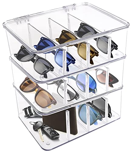 Utopia Home Eye Glasses Holder (Pack of 3) - Premium Sunglass Organizer - Eyeglass Holder & Glasses Storage Organizer for Sunglasses, Reading Glasses & Accessories (Clear)