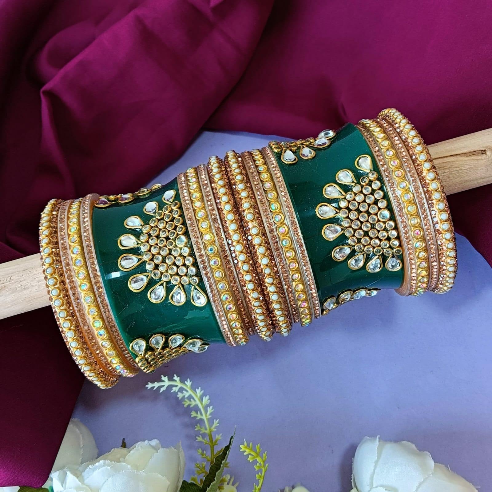 Efulgenz Traditional Indian Wedding Bangles CZ Crystal Bridal Bracelet Bangle Set for Women (Pcs)