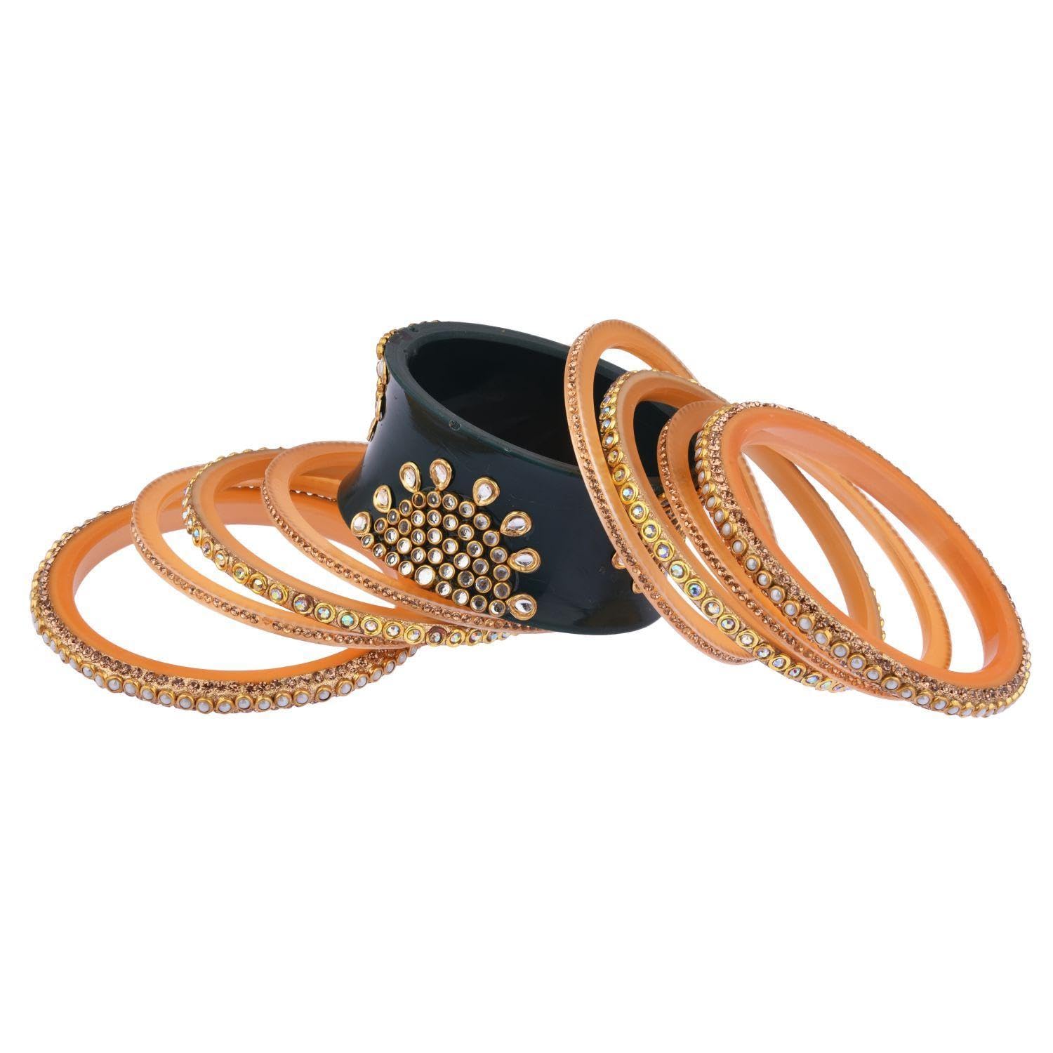 Efulgenz Traditional Indian Wedding Bangles CZ Crystal Bridal Bracelet Bangle Set for Women (Pcs)