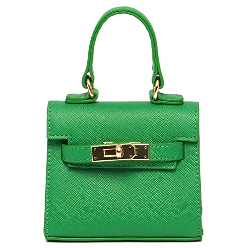 IKE DREAMS Women's Lux Micro Mini Vegan Leather Top Handle Fashion Crossbody (Kelly Green)